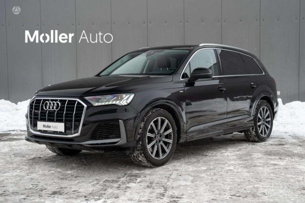 Black Audi Q7 2023 in Vilnius, with an engine capacity of 3.00 L and mileage of 57 thousand km for 48400 €, photo 1 on AUTOMOTO.COM.LV