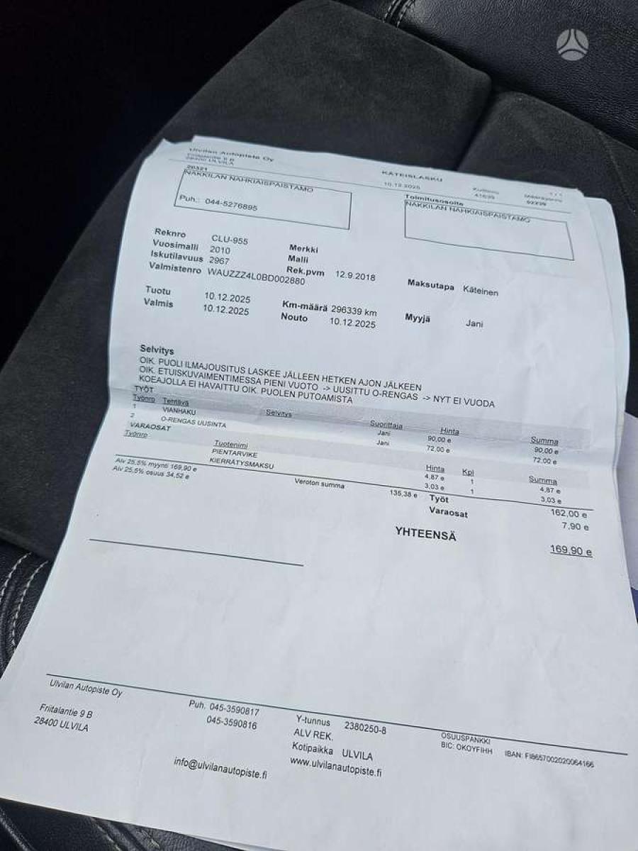 Синий Ауди Ку 7 2010 в Утена, объемом двигателя 2.97 л и пробегом 300 тыс. км за 10500 €, фото 35 на AUTOMOTO.COM.LV