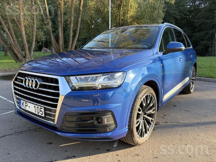 Blue Audi Q7 2018 in Riga, with an engine capacity of 3.00 L and mileage of 172 thousand km for 28900 €, photo 1 on AUTOMOTO.COM.LV