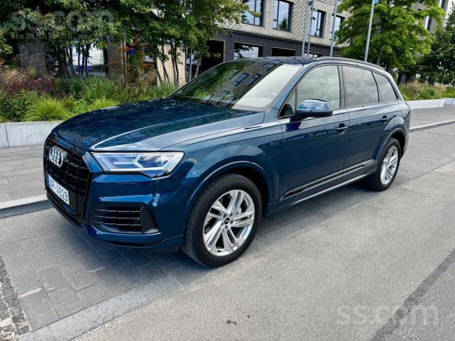 Blue Audi Q7 2022 in Riga, with an engine capacity of 3.00 L and mileage of 64 thousand km for 39500 €, photo 8 on AUTOMOTO.COM.LV