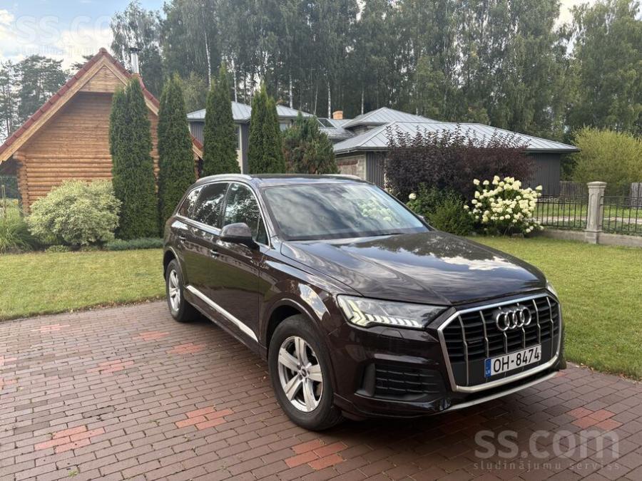 Brown Audi Q7 2021 in Riga, with an engine capacity of 3.00 L and mileage of 83 thousand km for 38900 €, photo 1 on AUTOMOTO.COM.LV