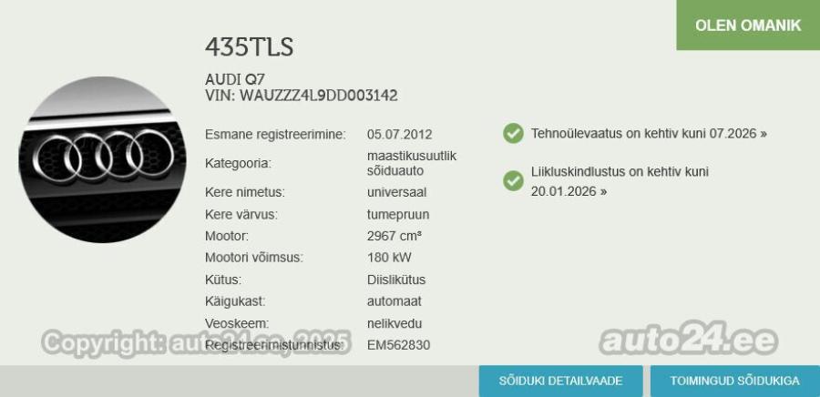 Ауди Ку 7 2012 в Таллин, объемом двигателя 3.00 л и пробегом 232 тыс. км за 12500 €, фото 14 на AUTOMOTO.COM.LV