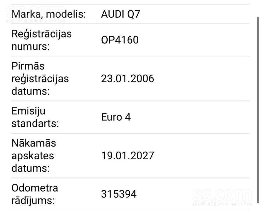 Серый Ауди Ку 7 2006 в Рига, объемом двигателя 3.00 л и пробегом 318 тыс. км за 6390 €, фото 34 на AUTOMOTO.COM.LV