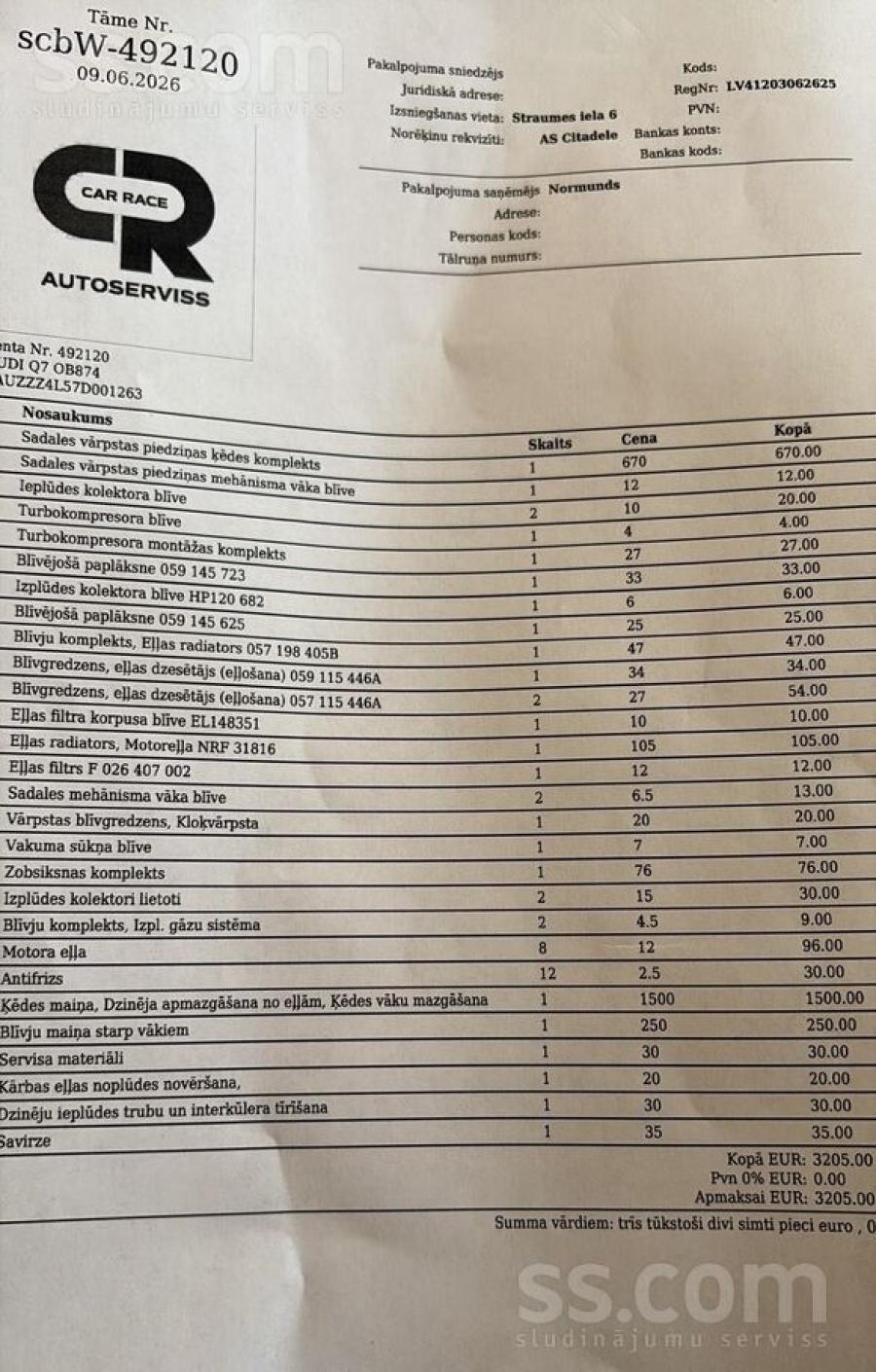 Серый Ауди Ку 7 2006 в Рига, объемом двигателя 3.00 л и пробегом 318 тыс. км за 6390 €, фото 36 на AUTOMOTO.COM.LV