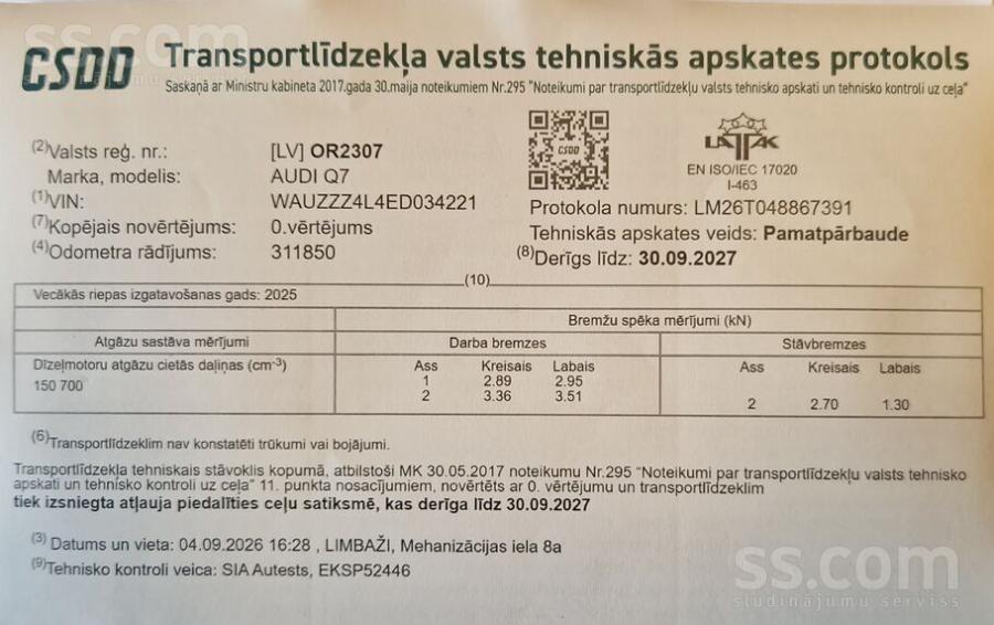 Серый Ауди Ку 7 2014 в Рига, объемом двигателя 3.00 л и пробегом 0 тыс. км за 15350 €, фото 36 на AUTOMOTO.COM.LV
