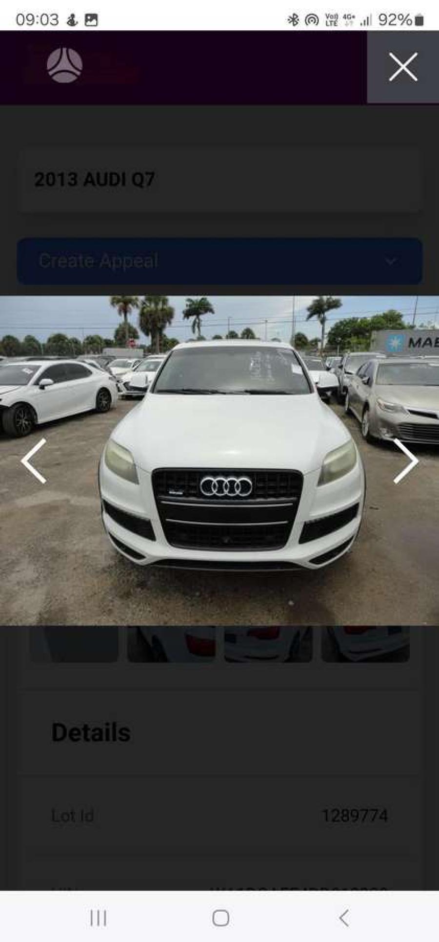 White Audi Q7 2013 in Vilnius, with an engine capacity of 3.00 L and mileage of 257 thousand km for 8350 €, photo 29 on AUTOMOTO.COM.LV
