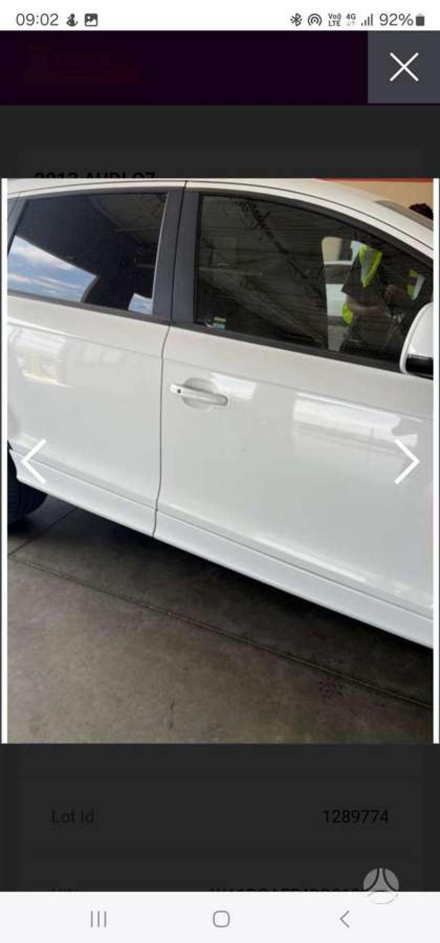 White Audi Q7 2013 in Vilnius, with an engine capacity of 3.00 L and mileage of 257 thousand km for 8350 €, photo 32 on AUTOMOTO.COM.LV