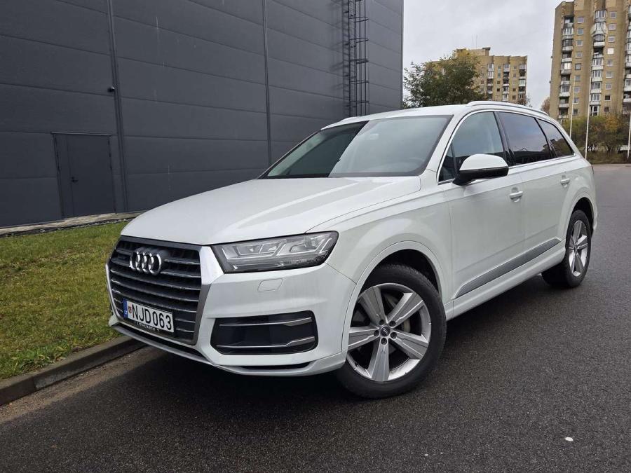 White Audi Q7 2016 in Vilnius, with an engine capacity of 2.97 L and mileage of 135 thousand km for 23999 €, photo 1 on AUTOMOTO.COM.LV