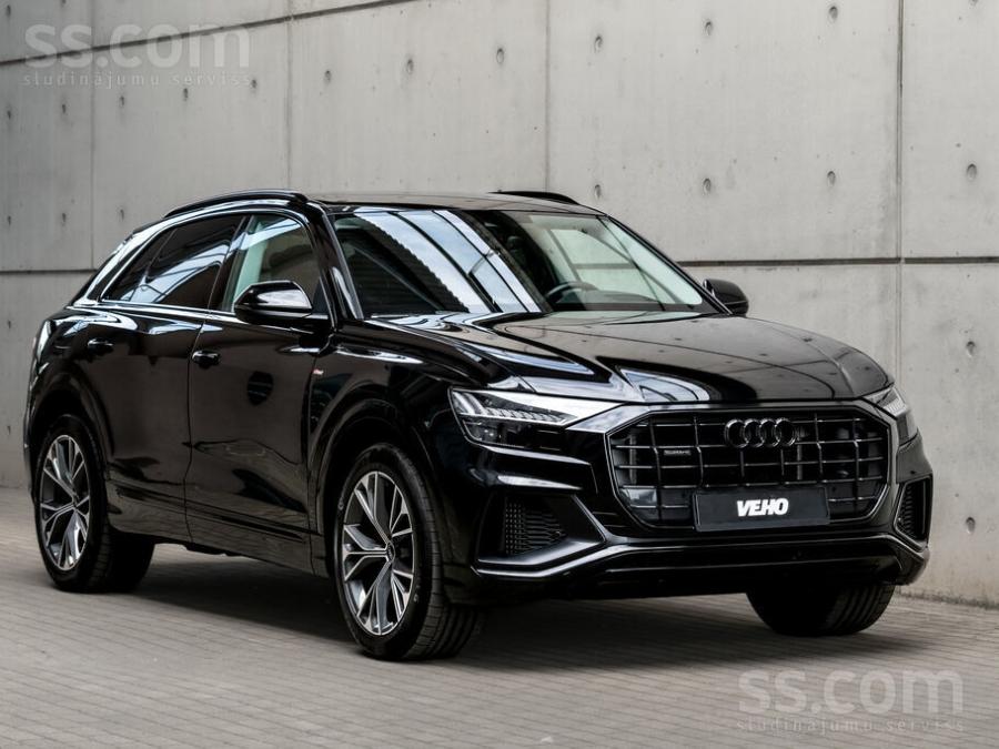 Black Audi Q8 2023 in Riga, with an engine capacity of 3.00 L and mileage of 70 thousand km for 54900 €, photo 1 on AUTOMOTO.COM.LV