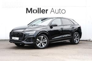 Black Audi Q8 2022 in Riga, with an engine capacity of 3.00 L and mileage of 108 thousand km for 47650 €, photo  on AUTOMOTO.COM.LV