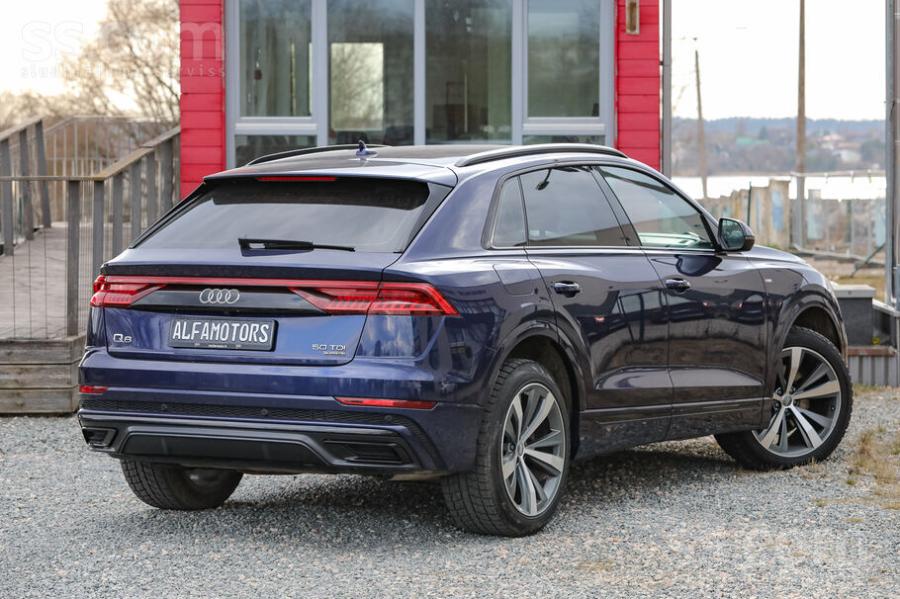 Blue Audi Q8 2019 in Riga, with an engine capacity of 3.00 L and mileage of 140 thousand km for 39990 €, photo 5 on AUTOMOTO.COM.LV