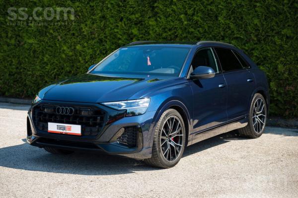 Blue Audi Q8 2024 in Riga, with an engine capacity of 3.00 L and mileage of 48 thousand km for 69900 €, photo 2 on AUTOMOTO.COM.LV