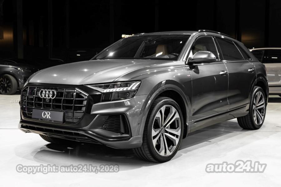 Grey Audi Q8 2020 in Riga, with an engine capacity of 3.00 L and mileage of 108 thousand km for 52490 €, photo 1 on AUTOMOTO.COM.LV