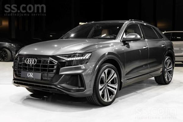 Grey Audi Q8 2020 in Riga, with an engine capacity of 3.00 L and mileage of 108 thousand km for 52490 €, photo 1 on AUTOMOTO.COM.LV