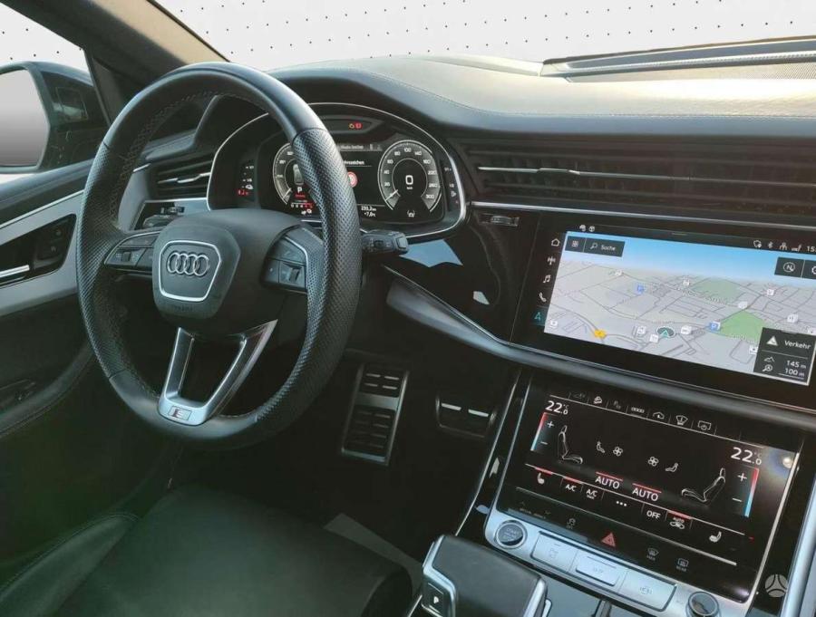 Grey Audi Q8 2021 in Vilnius, with an engine capacity of 3.00 L and mileage of 100 thousand km for 60560 €, photo 5 on AUTOMOTO.COM.LV