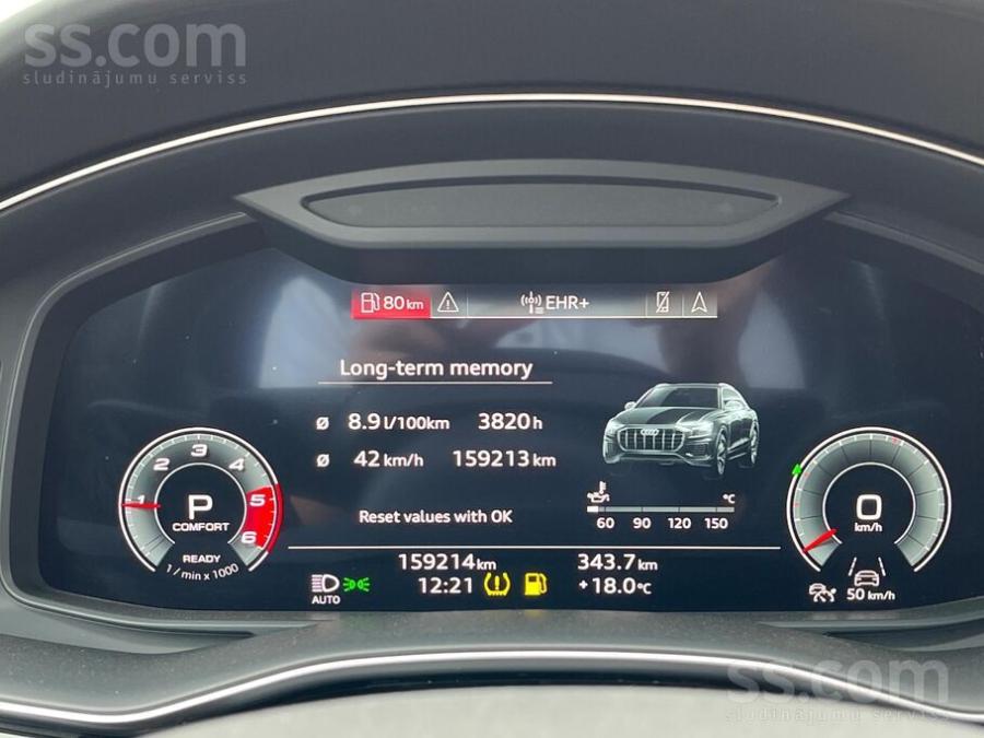 Pelēks Audi Q8 2021 Rīga, ar dzinēja tilpumu 3.00 L un nobraukumu 159 tūkst. km par 46700 €, foto 14 vietnē AUTOMOTO.COM.LV