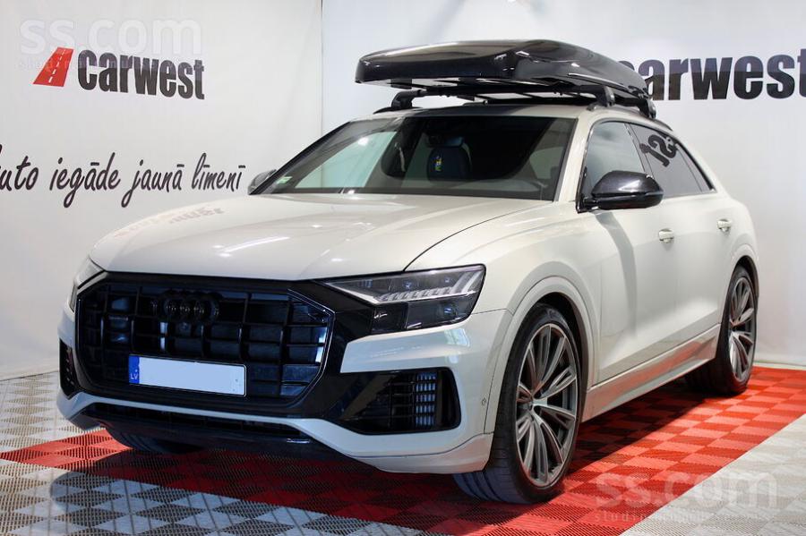 Grey Audi Q8 2022 in Riga, with an engine capacity of 3.00 L and mileage of 66 thousand km for 72000 €, photo 1 on AUTOMOTO.COM.LV