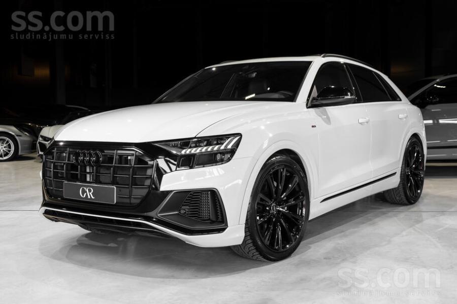 White Audi Q8 2023 in Riga, with an engine capacity of 3.00 L and mileage of 56 thousand km for 69900 €, photo 1 on AUTOMOTO.COM.LV