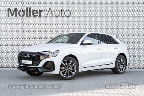 Balts Audi Q8 2025 Rīga, ar dzinēja tilpumu 3.00 L un nobraukumu 27 tūkst. km par 70188 €, foto 1 vietnē AUTOMOTO.COM.LV