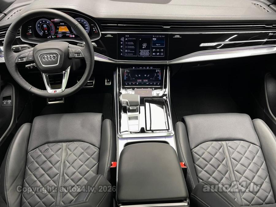 White Audi Q8 2024 in Tallinn, with an engine capacity of 3.00 L and mileage of 14 thousand km for 92500 €, photo 6 on AUTOMOTO.COM.LV