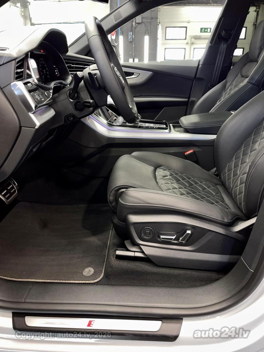White Audi Q8 2024 in Tallinn, with an engine capacity of 3.00 L and mileage of 14 thousand km for 92500 €, photo 10 on AUTOMOTO.COM.LV