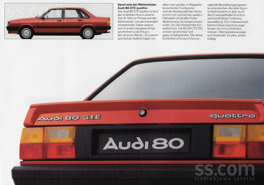 Melns Audi Quattro 1986 Rīga, ar dzinēja tilpumu 1.80 L un nobraukumu 342 tūkst. km par 7000 €, foto 6 vietnē AUTOMOTO.COM.LV