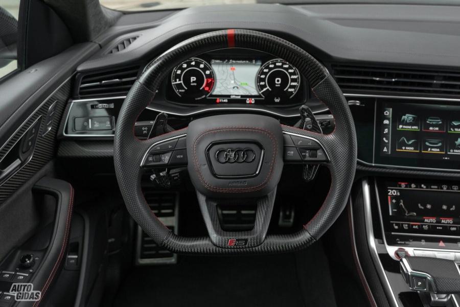 Black Audi RS Q8 2021 in Vilnius, with an engine capacity of 4.00 L and mileage of 54 thousand km for 95000 €, photo 21 on AUTOMOTO.COM.LV