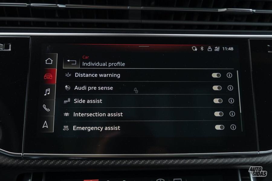 Black Audi RS Q8 2021 in Vilnius, with an engine capacity of 4.00 L and mileage of 54 thousand km for 95000 €, photo 35 on AUTOMOTO.COM.LV