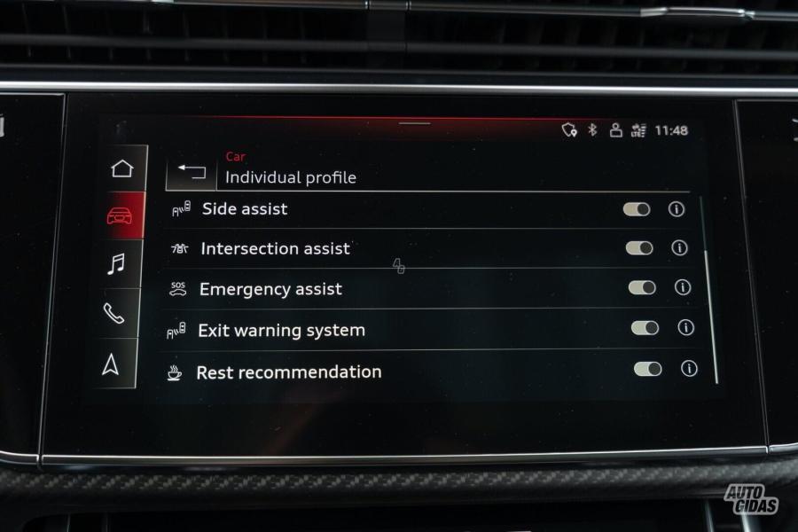 Black Audi RS Q8 2021 in Vilnius, with an engine capacity of 4.00 L and mileage of 54 thousand km for 95000 €, photo 36 on AUTOMOTO.COM.LV