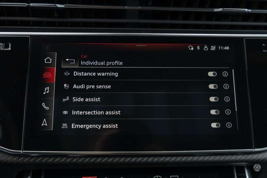 Melns Audi RS Q8 2021 Viļņa, ar dzinēja tilpumu 4.00 L un nobraukumu 54 tūkst. km par 92500 €, foto 35 vietnē AUTOMOTO.COM.LV