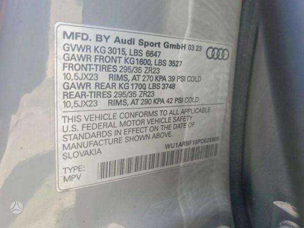 Grey Audi RS Q8 2023 in Klaipeda, with an engine capacity of 4.00 L and mileage of 41 thousand km for 40000 €, photo 7 on AUTOMOTO.COM.LV