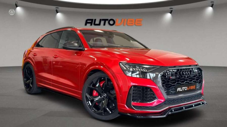 Red Audi RS Q8 2020 in Vilnius, with an engine capacity of 4.00 L and mileage of 102 thousand km for 79989 €, photo 6 on AUTOMOTO.COM.LV