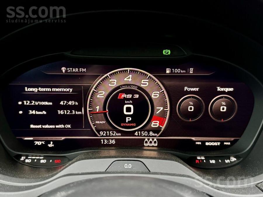 Melns Audi RS3 2019 Rīga, ar dzinēja tilpumu 2.50 L un nobraukumu 92 tūkst. km par 37900 €, foto 14 vietnē AUTOMOTO.COM.LV