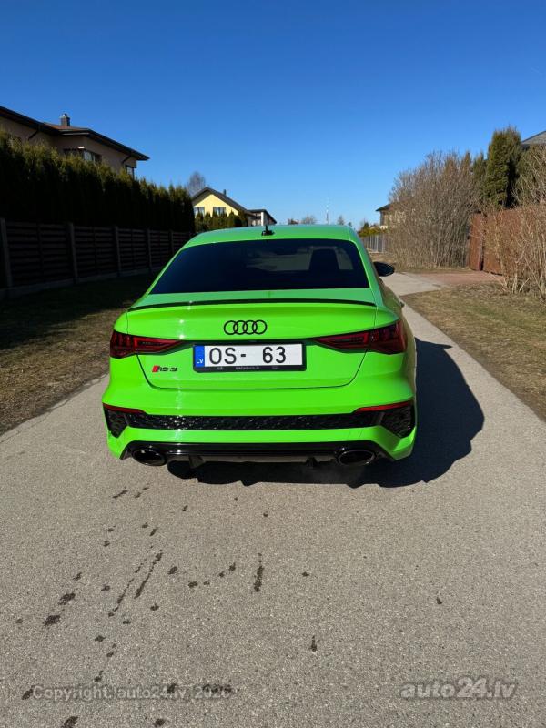 Green Audi RS3 2024 in Riga, with an engine capacity of 2.50 L and mileage of 50 thousand km for 56700 €, photo 4 on AUTOMOTO.COM.LV