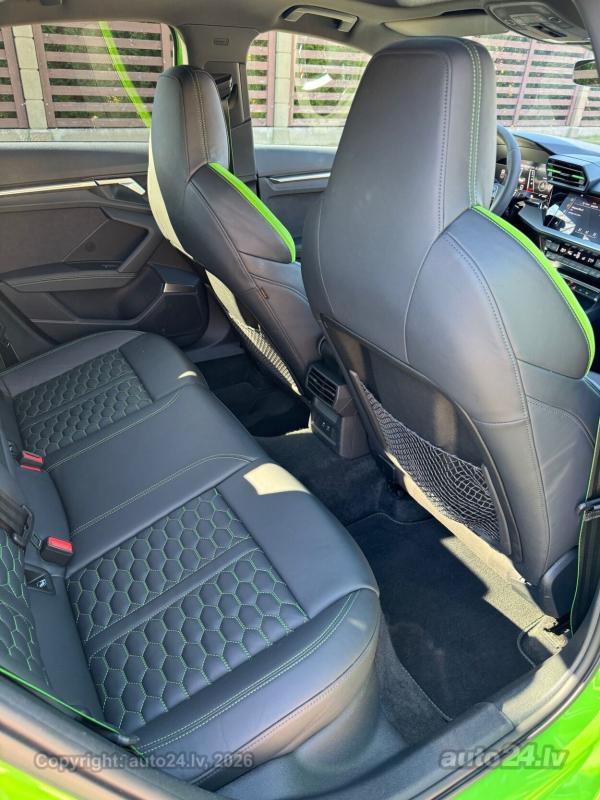 Green Audi RS3 2024 in Riga, with an engine capacity of 2.50 L and mileage of 50 thousand km for 56700 €, photo 11 on AUTOMOTO.COM.LV