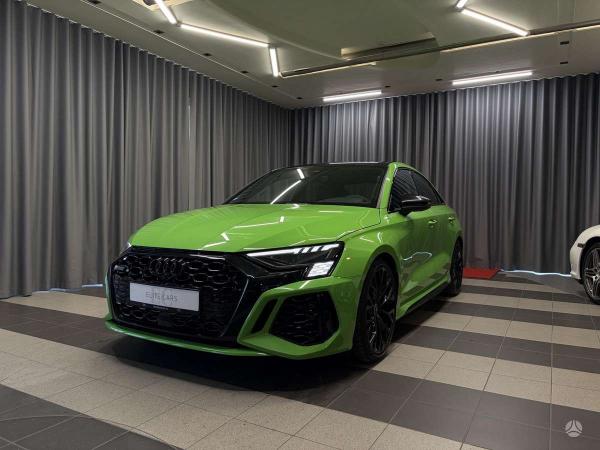 Green Audi RS3 2024 in Riga, with an engine capacity of 2.48 L and mileage of 59 thousand km for 51300 €, photo 1 on AUTOMOTO.COM.LV