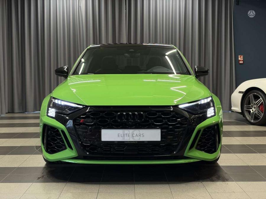 Green Audi RS3 2024 in Riga, with an engine capacity of 2.48 L and mileage of 59 thousand km for 51300 €, photo 3 on AUTOMOTO.COM.LV