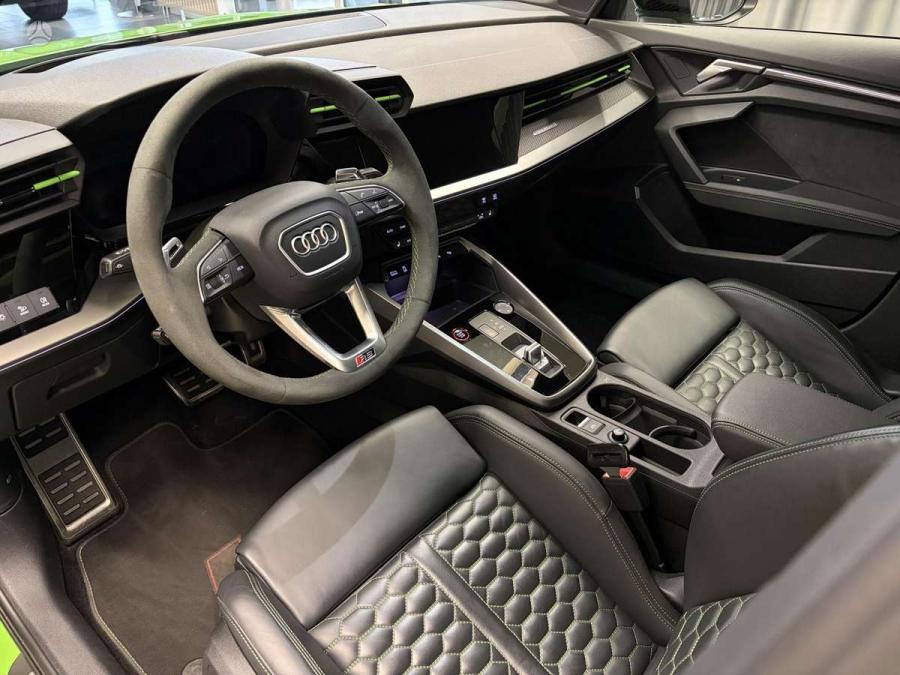 Green Audi RS3 2024 in Riga, with an engine capacity of 2.48 L and mileage of 59 thousand km for 51300 €, photo 11 on AUTOMOTO.COM.LV