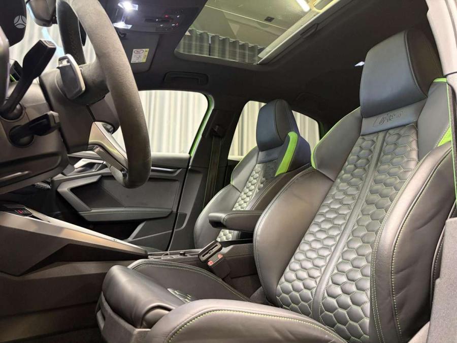 Green Audi RS3 2024 in Riga, with an engine capacity of 2.48 L and mileage of 59 thousand km for 51300 €, photo 12 on AUTOMOTO.COM.LV