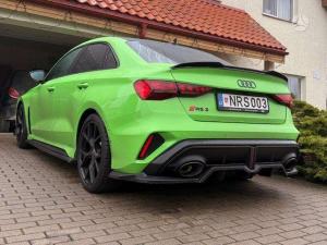 Green Audi RS3 2025 in Vilnius, with an engine capacity of 2.48 L and mileage of 4 thousand km for 72500 €, photo 3 on AUTOMOTO.COM.LV