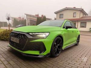 Green Audi RS3 2025 in Vilnius, with an engine capacity of 2.48 L and mileage of 4 thousand km for 72500 €, photo 4 on AUTOMOTO.COM.LV