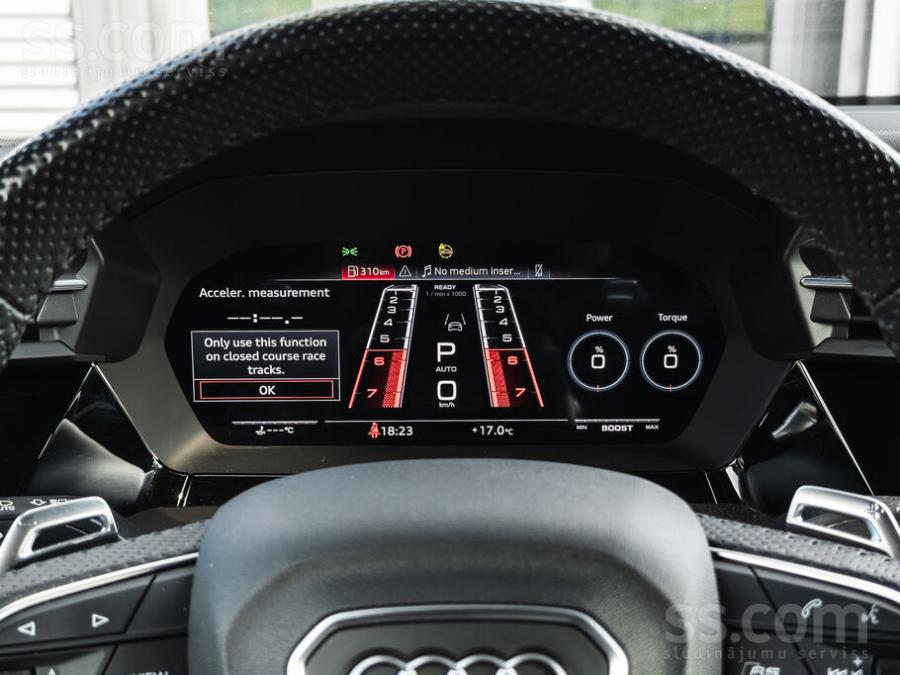 Grey Audi RS3 2024 in Riga, with an engine capacity of 2.50 L and mileage of 34 thousand km for 46900 €, photo 28 on AUTOMOTO.COM.LV