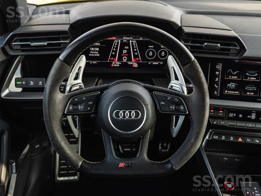 Yellow Audi RS3 2022 in Riga, with an engine capacity of 2.50 L and mileage of 61 thousand km for 41900 €, photo 33 on AUTOMOTO.COM.LV