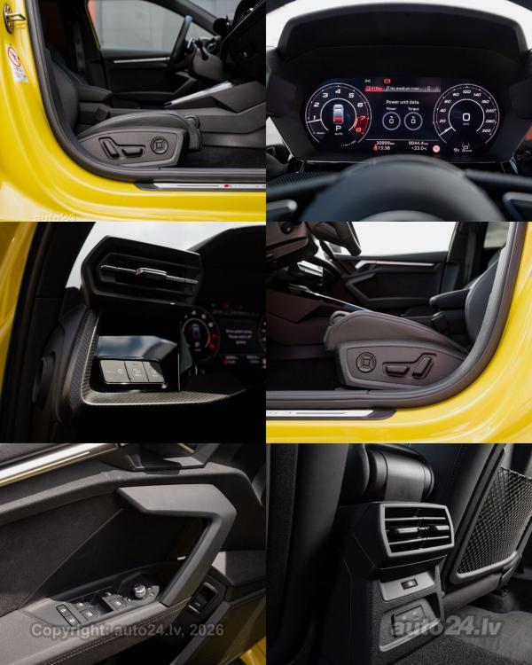 Yellow Audi RS3 2023 in Tallinn, with an engine capacity of 2.50 L and mileage of 80 thousand km for 55555 €, photo 9 on AUTOMOTO.COM.LV