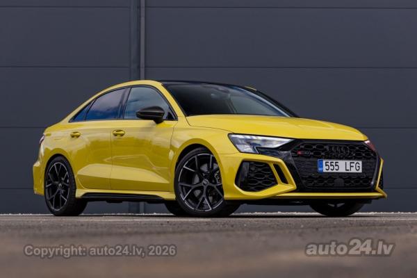 Yellow Audi RS3 2023 in Tallinn, with an engine capacity of 2.50 L and mileage of 80 thousand km for 55555 €, photo 2 on AUTOMOTO.COM.LV