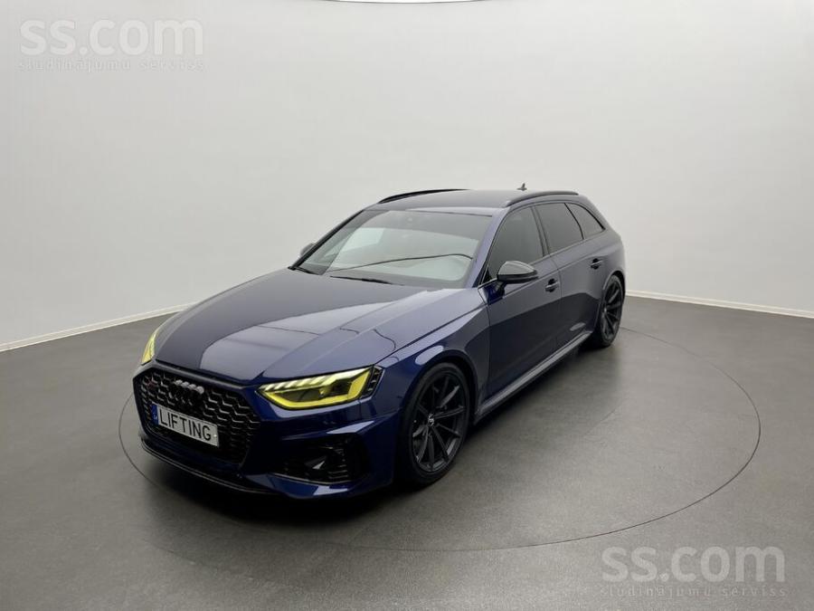 Blue Audi RS4 2020 in Riga, with an engine capacity of 2.90 L and mileage of 77 thousand km for 57100 €, photo 1 on AUTOMOTO.COM.LV