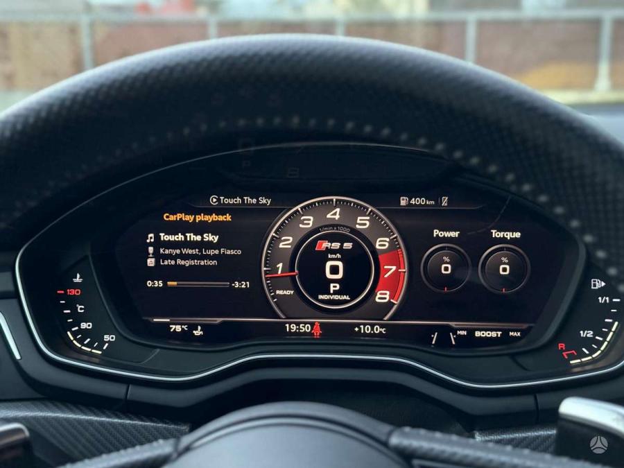 Melns Audi RS5 2018 Kauņa, ar dzinēja tilpumu 2.89 L un nobraukumu 209 tūkst. km par 30900 €, foto 12 vietnē AUTOMOTO.COM.LV