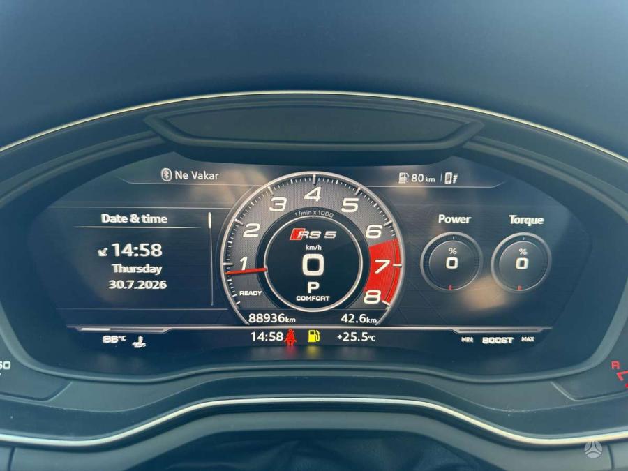 Melns Audi RS5 2018 Alīta, ar dzinēja tilpumu 2.89 L un nobraukumu 89 tūkst. km par 45500 €, foto 24 vietnē AUTOMOTO.COM.LV