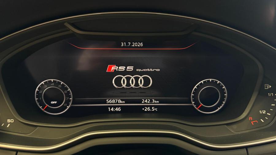 Pelēks Audi RS5 2017 Rīga, ar dzinēja tilpumu 2.90 L un nobraukumu 57 tūkst. km par 49000 €, foto 12 vietnē AUTOMOTO.COM.LV
