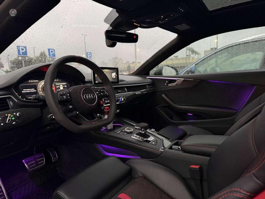 Grey Audi RS5 2018 in Kaunas, with an engine capacity of 2.89 L and mileage of 79 thousand km for 35500 €, photo 4 on AUTOMOTO.COM.LV